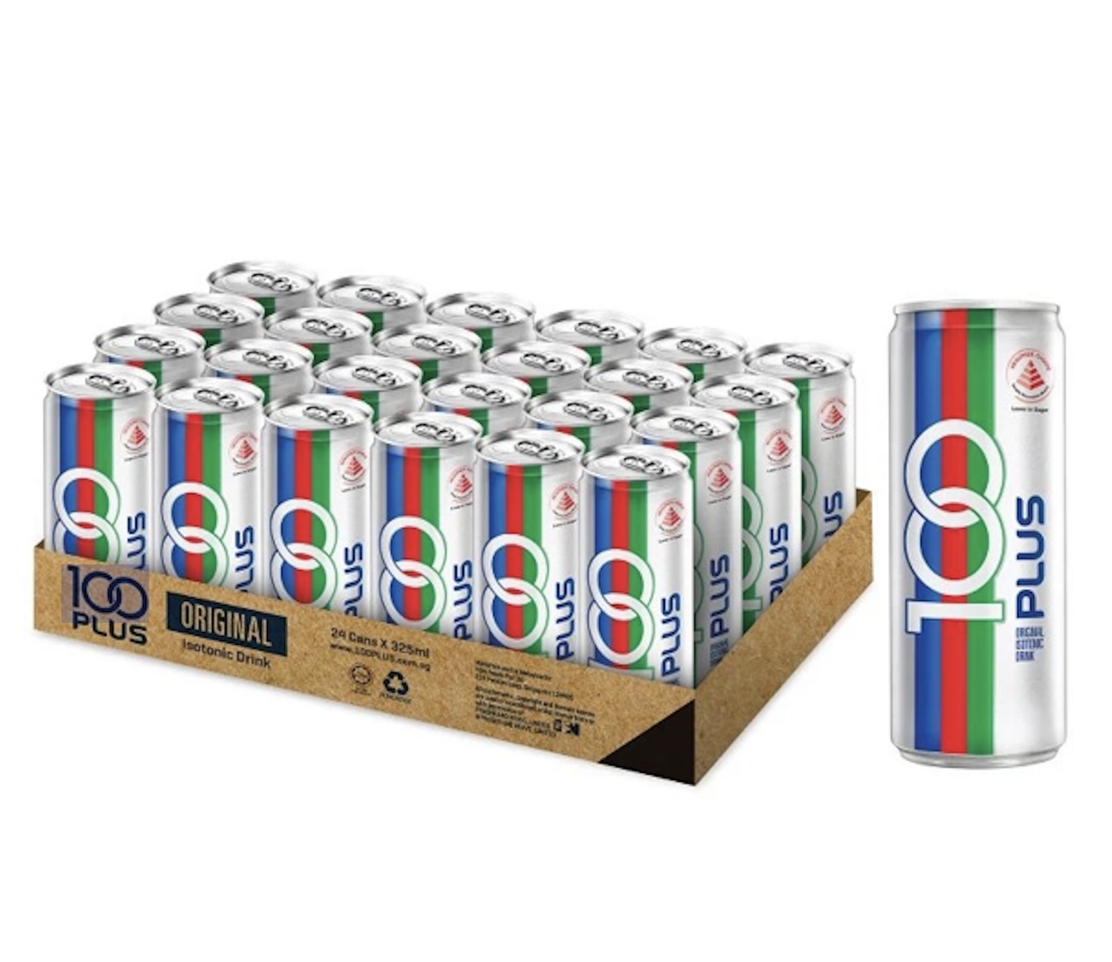 Buy 28x F&N 100 Plus 325ml Cans Carbonated Isotonic Electrolyte Drink - Bulk Pack - MyDeal Australia