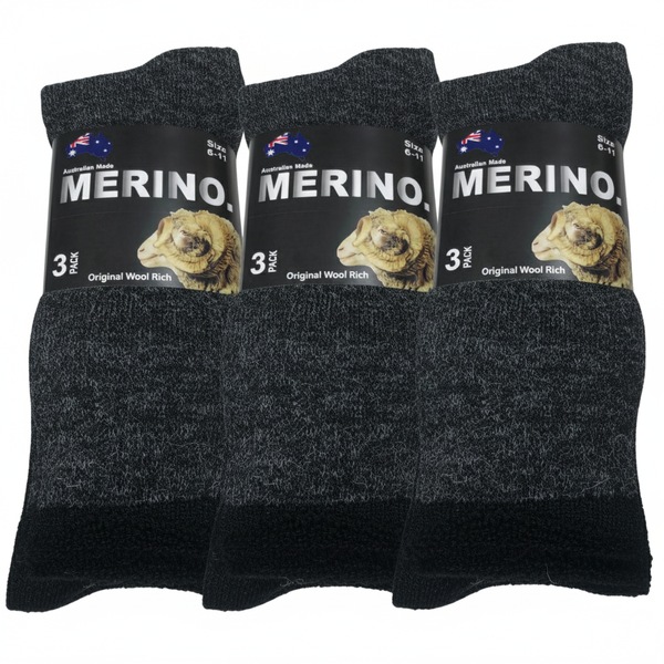 Buy 3 Pairs MERINO WOOL SOCKS Mens Heavy Duty Premium Thick Work Socks ...