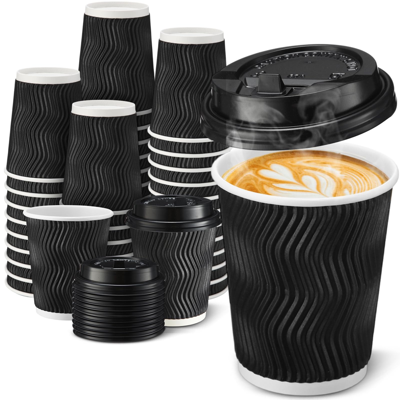 Buy 360x Triple Wall Paper Coffee Cups w/Lids (8oz) Disposable Takeaway ...