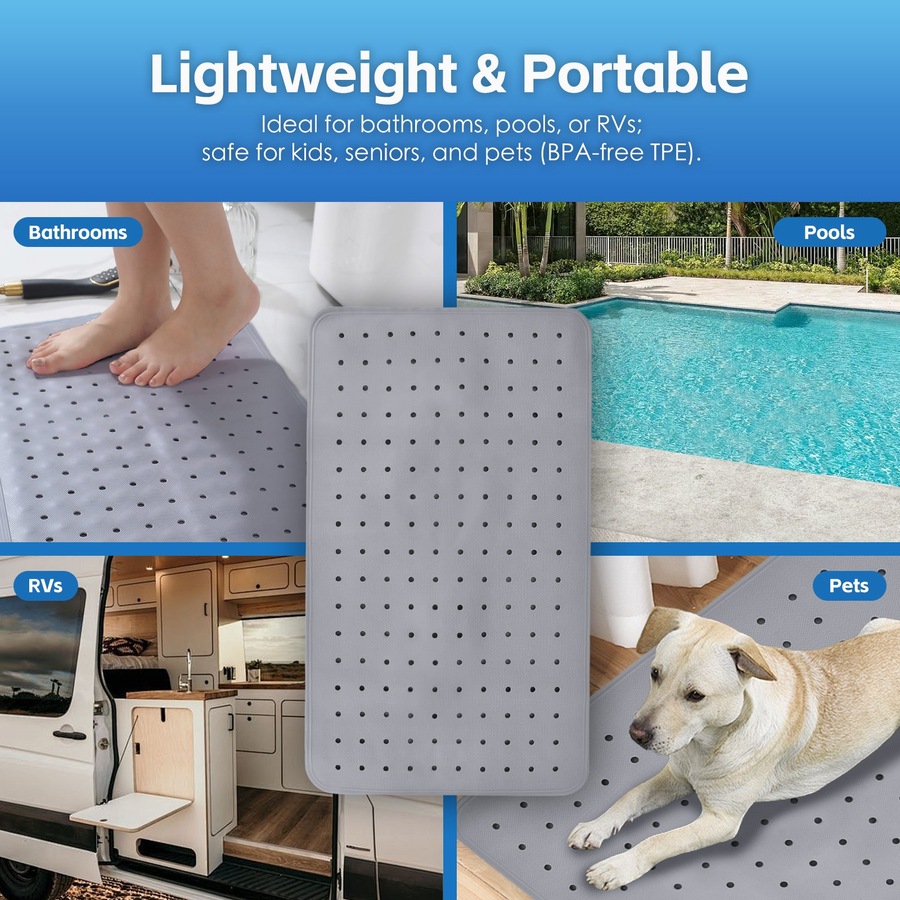 Buy 70×40 cm Anti‑Slip Grip Shower Rug Bath Mat w/ 100+ Suction Cups ...