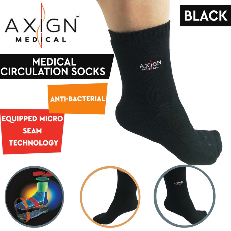 Buy AXIGN Medical Circulation Socks Diabetic Socks - Black - MyDeal