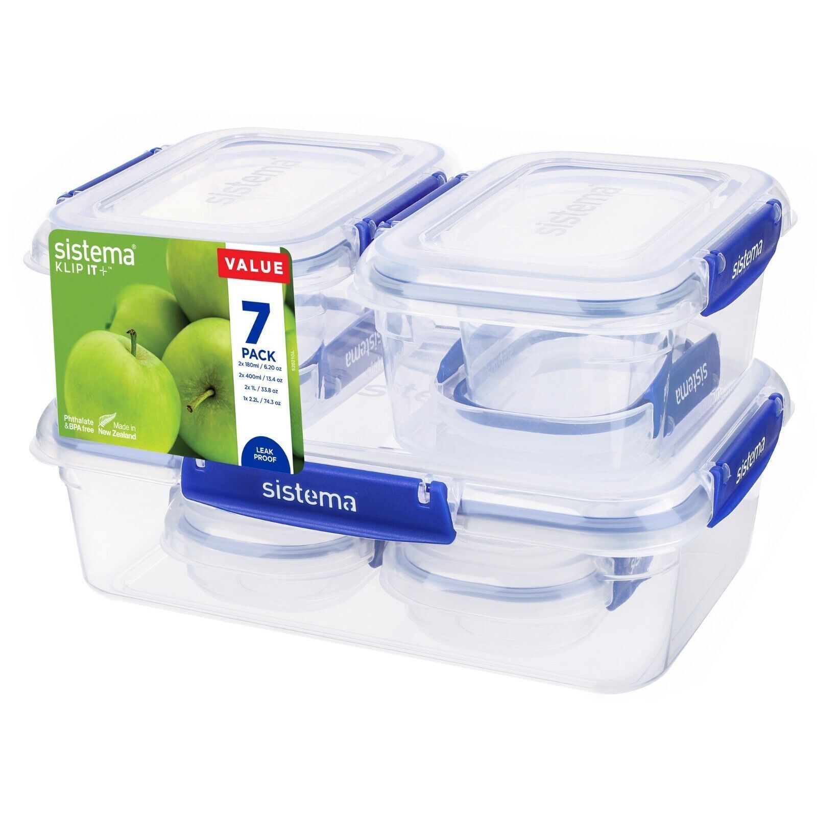 Buy Sistema Klip It 7 Pack Food Storage Container Set Kitchen Pantry ...