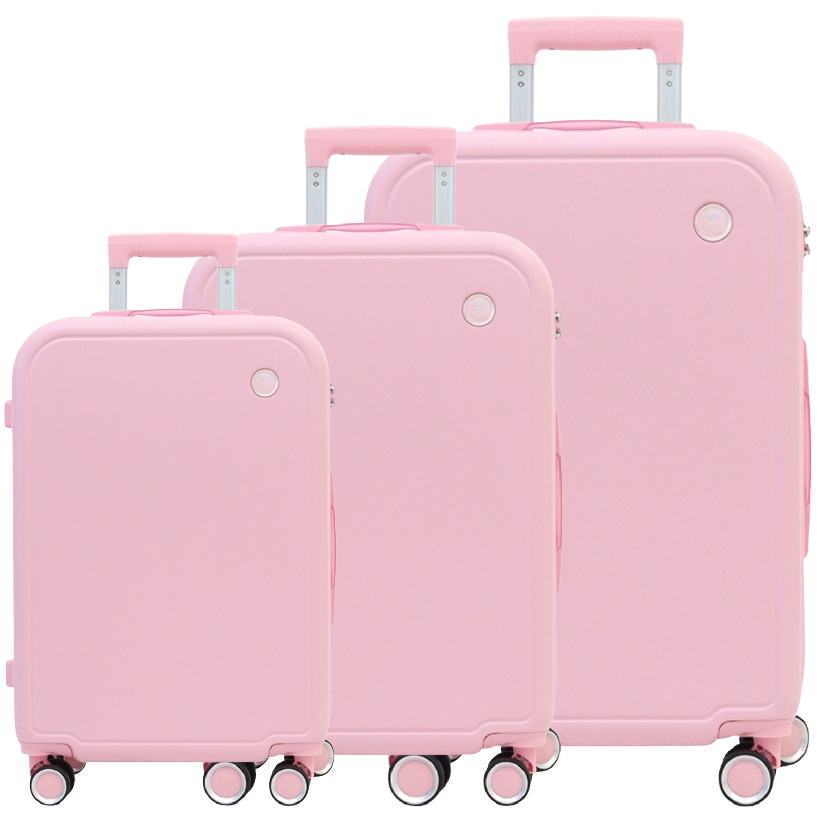 Buy TPartner 3-Piece Hardshell Luggage Bags Travel Trolley TSA - Pink ...