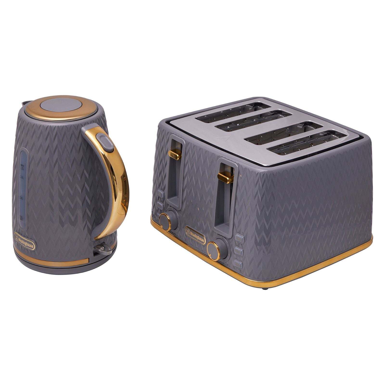 Buy Westinghouse 1.7L Kettle & 4 Slice Toaster Pack Grey/Gold Zig Zag ...