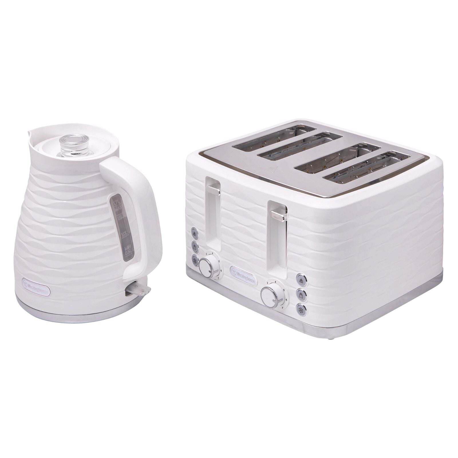 Buy Westinghouse 1.7L Kettle & 4 Slice Toaster Pack White/Silver Wave ...