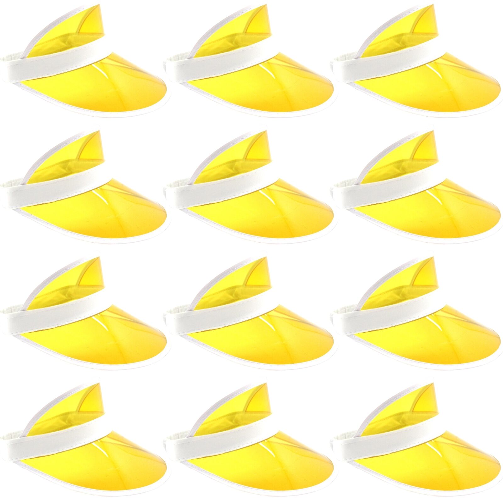 Buy 12x Yellow Perspex Visor with White Rim – Retro 80s Rave Accessory ...