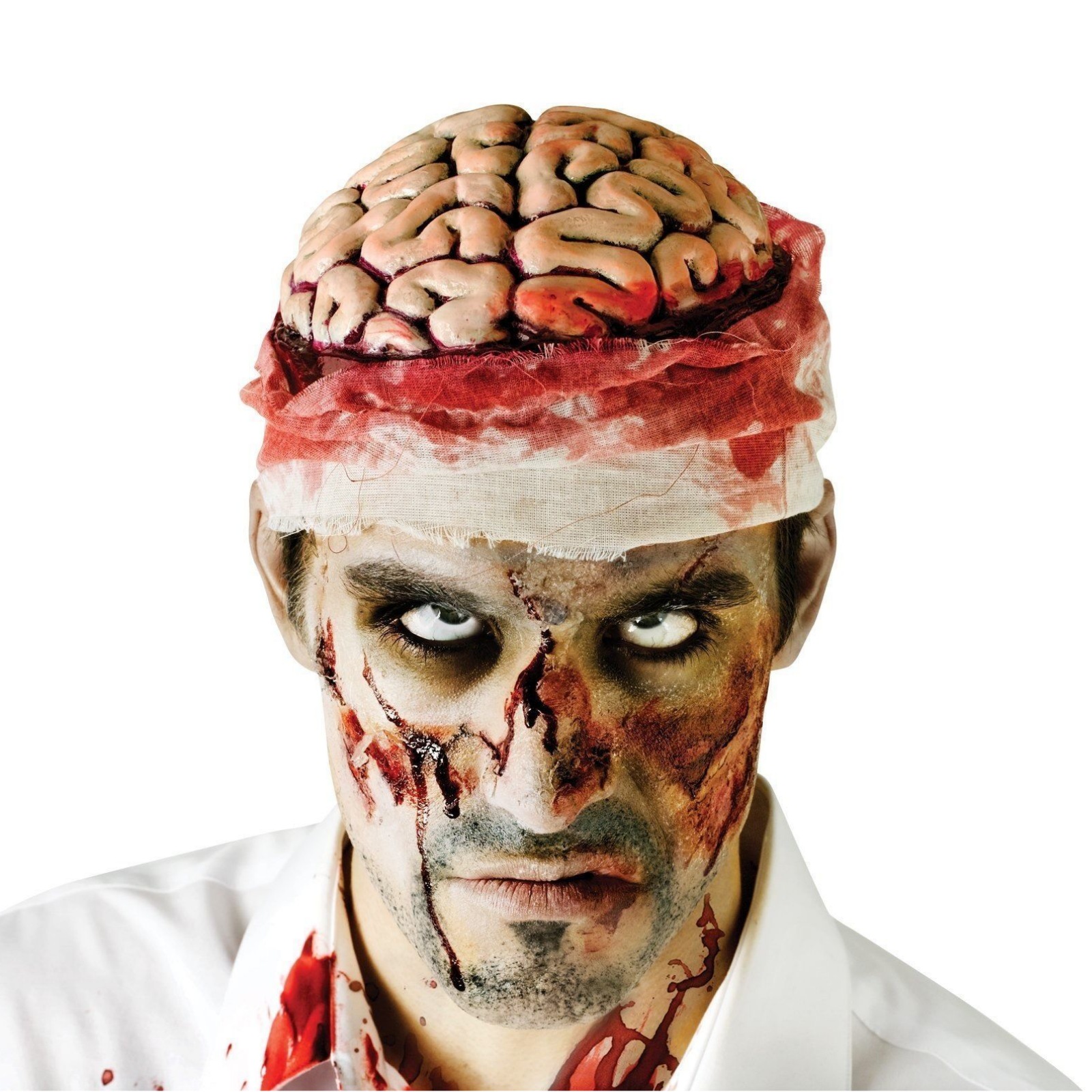 Buy Zombie Brain Skull Cap Costume Halloween Bloody Headpiece Fancy ...