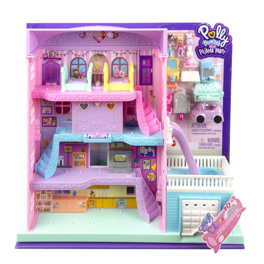 Buy Polly Pocket Pajama Party Sleepover Adventure House Playset ...