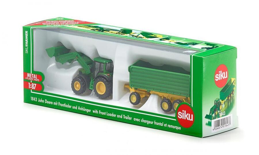 Buy Siku 1843 Die-Cast Vehicle John Deere & Front Loader Trailer 1:87 ...