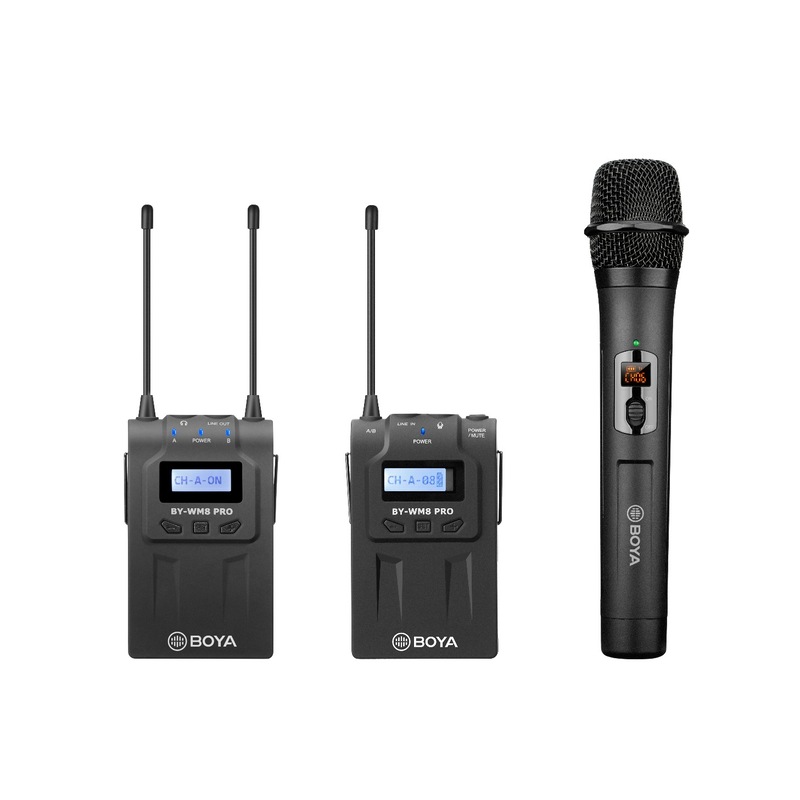 Buy BOYA UHF Dual-Channel Wireless Microphone System (TX8 PRO + RX8 PRO + BY-WHM8 PRO) - MyDeal