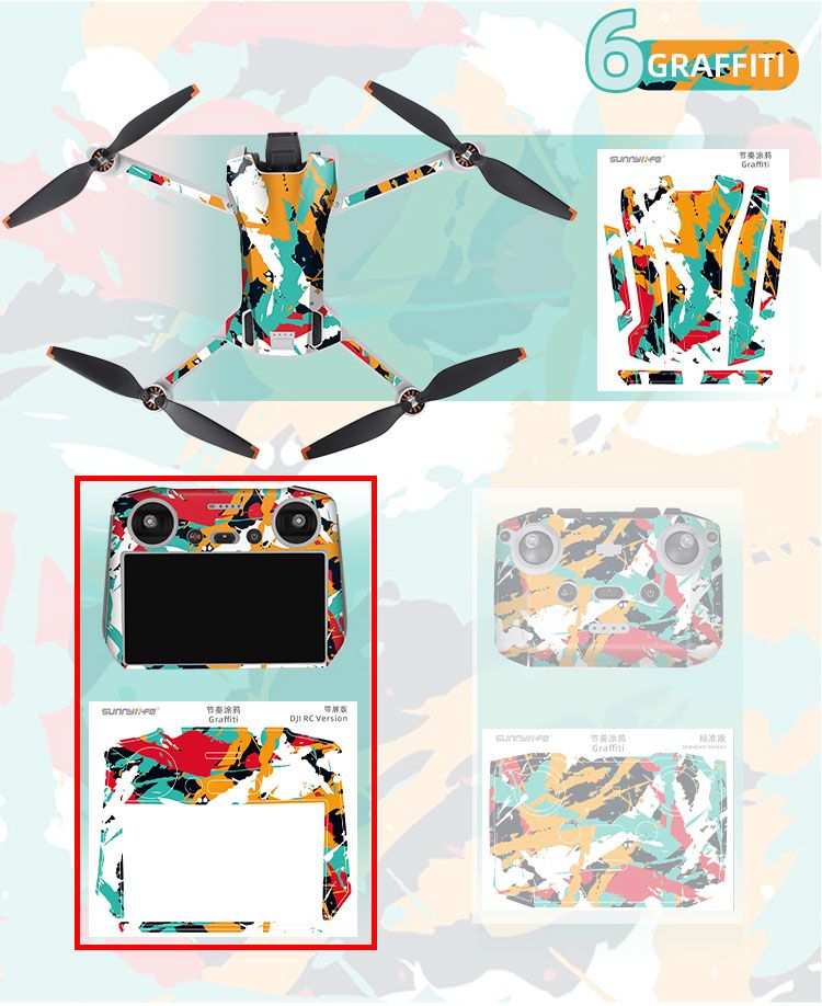 Buy Sunnylife Skin Sticker for Mini 3 (Drone+DJI RC Remote) Graffiti ...
