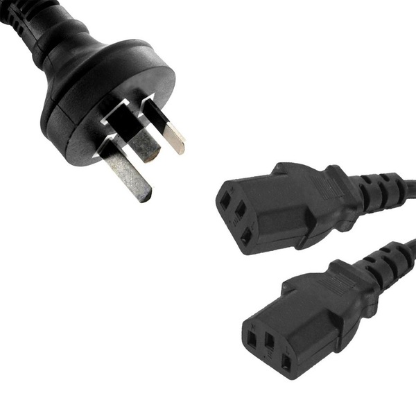 Buy 8WARE 3m 10amp Y Split Power Cable with AU/NZ 3-pin Male Plug 2xIEC ...