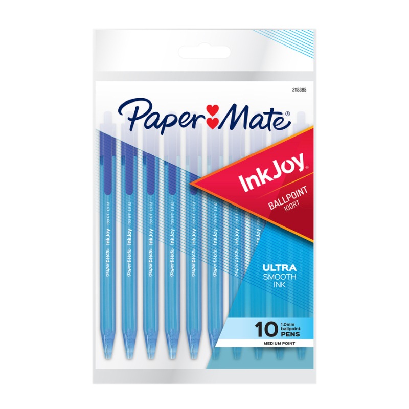 Buy PAPER MATE InkJ Ball Pen 100RT Blue Pack of 10 Box of 12 - MyDeal ...