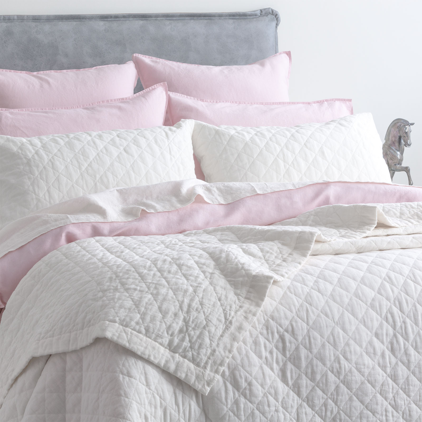 Buy Renee Taylor Cavallo Stone washed French Linen Quilted Bed Coverlet ...