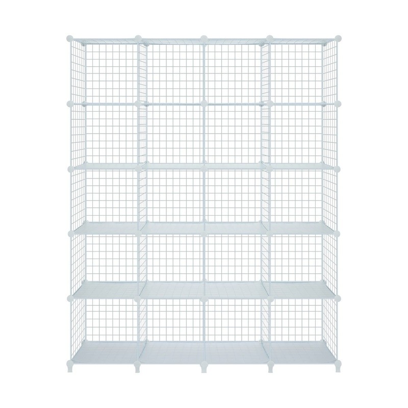 Buy 20 Cubes Metal Wire Grid Storage Shelf Modular Organizer DIY ...