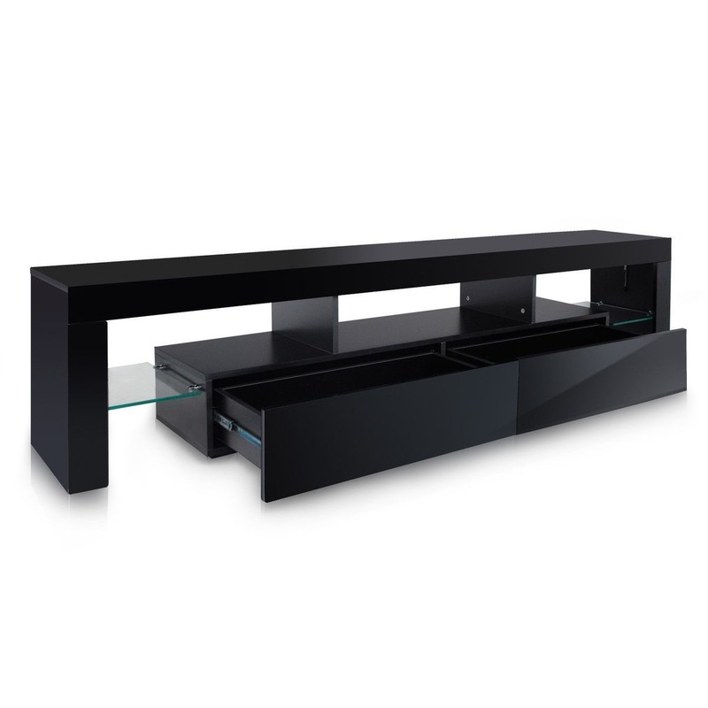 Buy 200cm TV Stand Cabinet 2 Drawers LED Entertainment Unit Wood ...