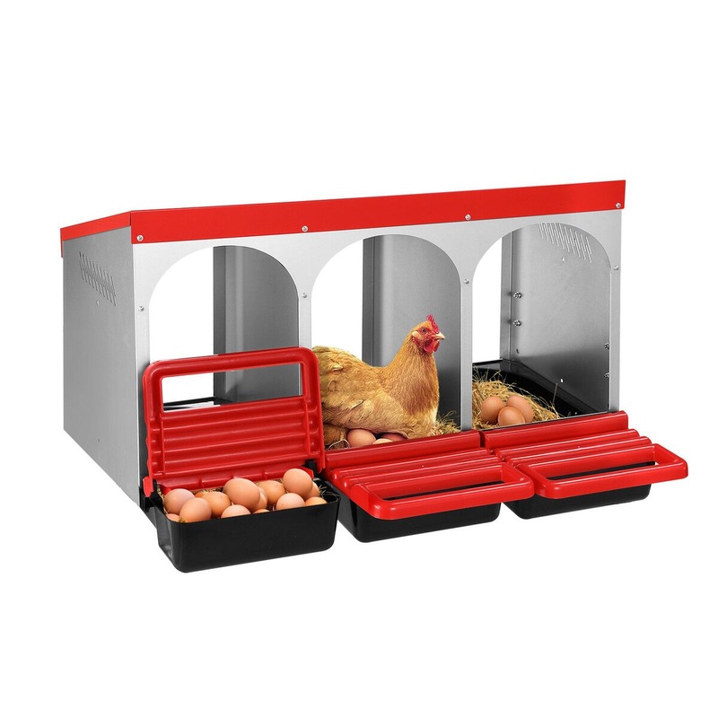 Buy 3 Hole Chicken Nesting Box Hen Roll Away Laying Boxes Chook Nest Brooder Poultry Egg Coop ...