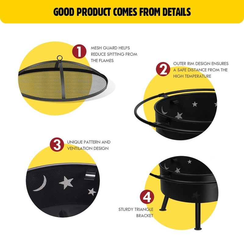 Buy 32" 2-in-1 Fire Pit BBQ Grill Outdoor Fireplace Brazier Portable ...