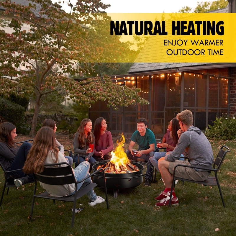Buy 32" 2-in-1 Fire Pit BBQ Grill Outdoor Fireplace Brazier Portable ...