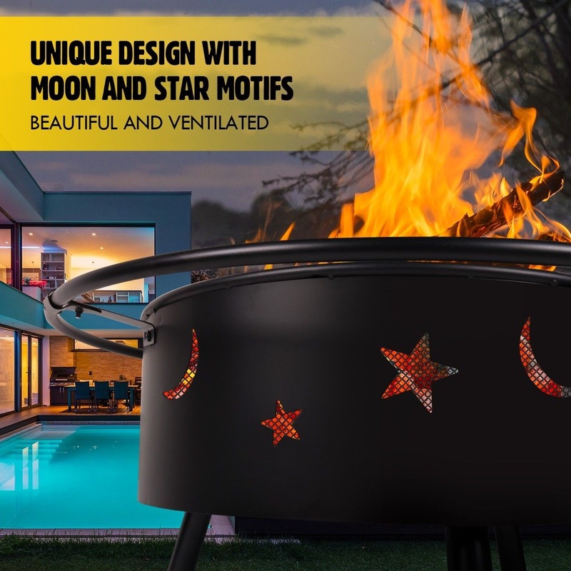 Buy 32" 2-in-1 Fire Pit BBQ Grill Outdoor Fireplace Brazier Portable ...