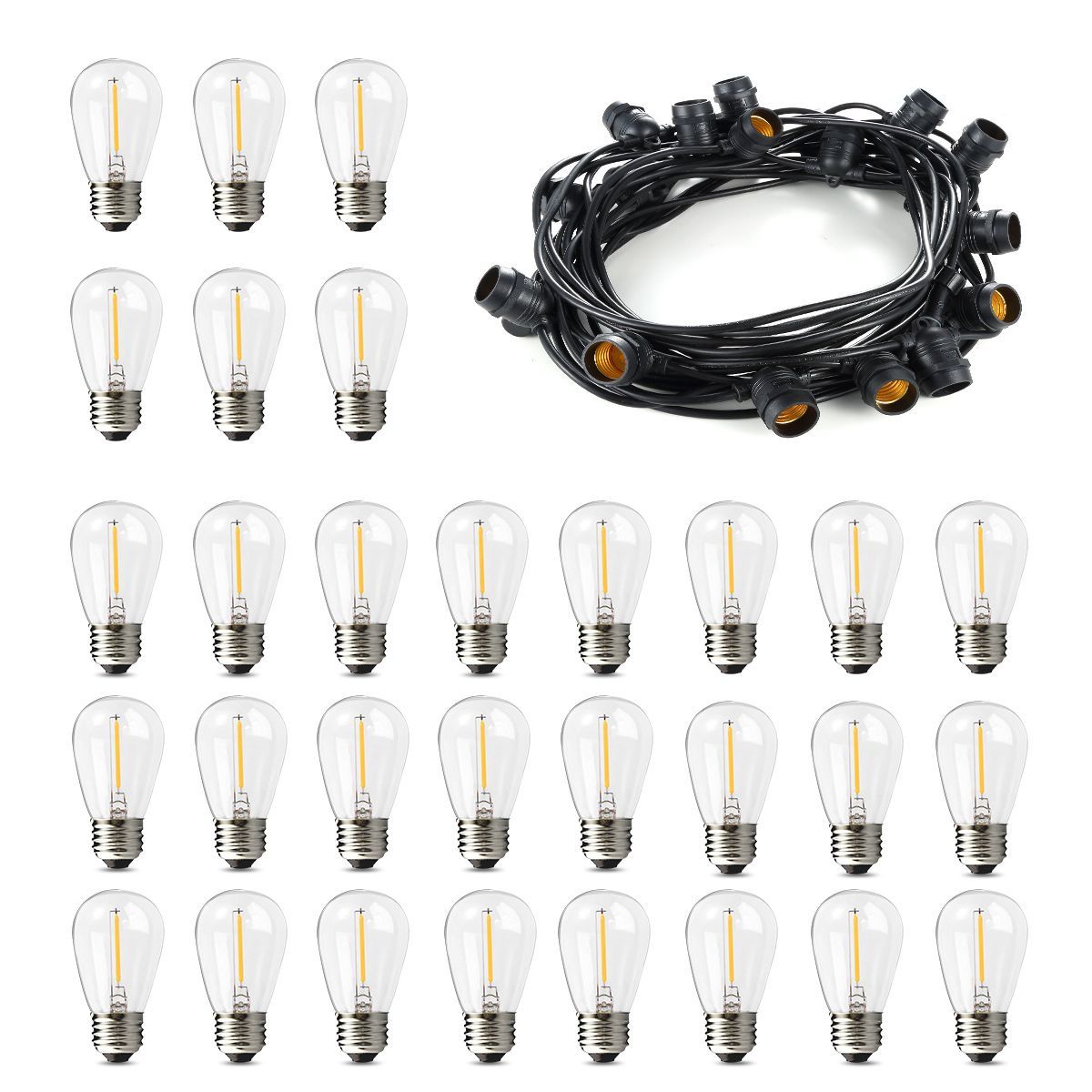 Buy 32M LED String Lights Weatherproof Outdoor Festoon Bulbs with 31 ...