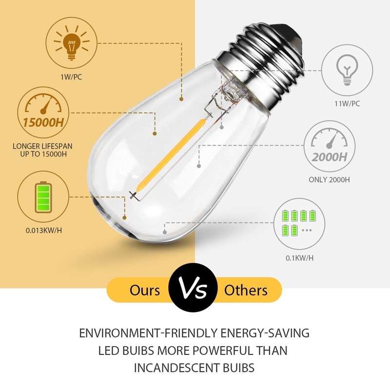 Buy 32M LED String Lights Weatherproof Outdoor Festoon Bulbs with 31 ...