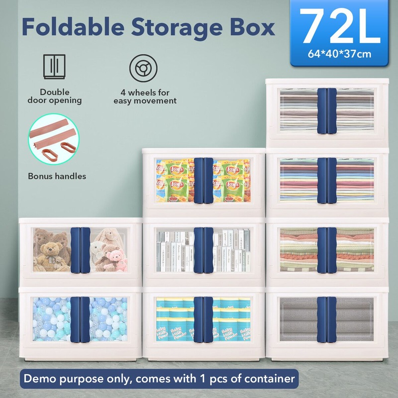 Buy 72L Storage Container Box Plastic Large Toy Tool Organiser Stackable Collapsible Clothes ...