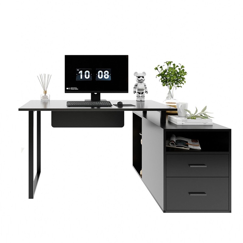 Buy Computer Office Desk Study Writing Laptop Table Bookcase Black ...