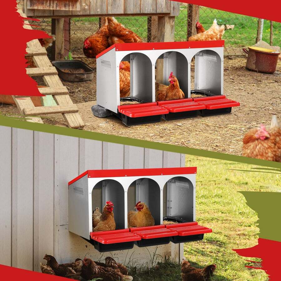 Buy 3 Hole Chicken Nesting Box Hen Roll Away Laying Boxes Chook Nest ...