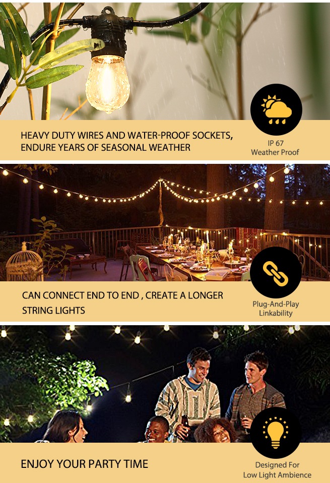 Buy 32M LED String Lights Weatherproof Outdoor Festoon Bulbs with 31 ...