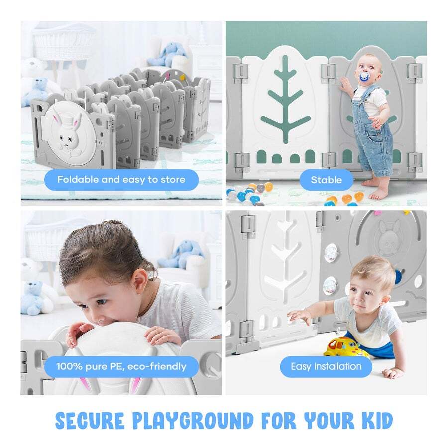 Buy Baby Playpen 16 Panels Safe Fence Kids Enclosure Kidbot Activity ...