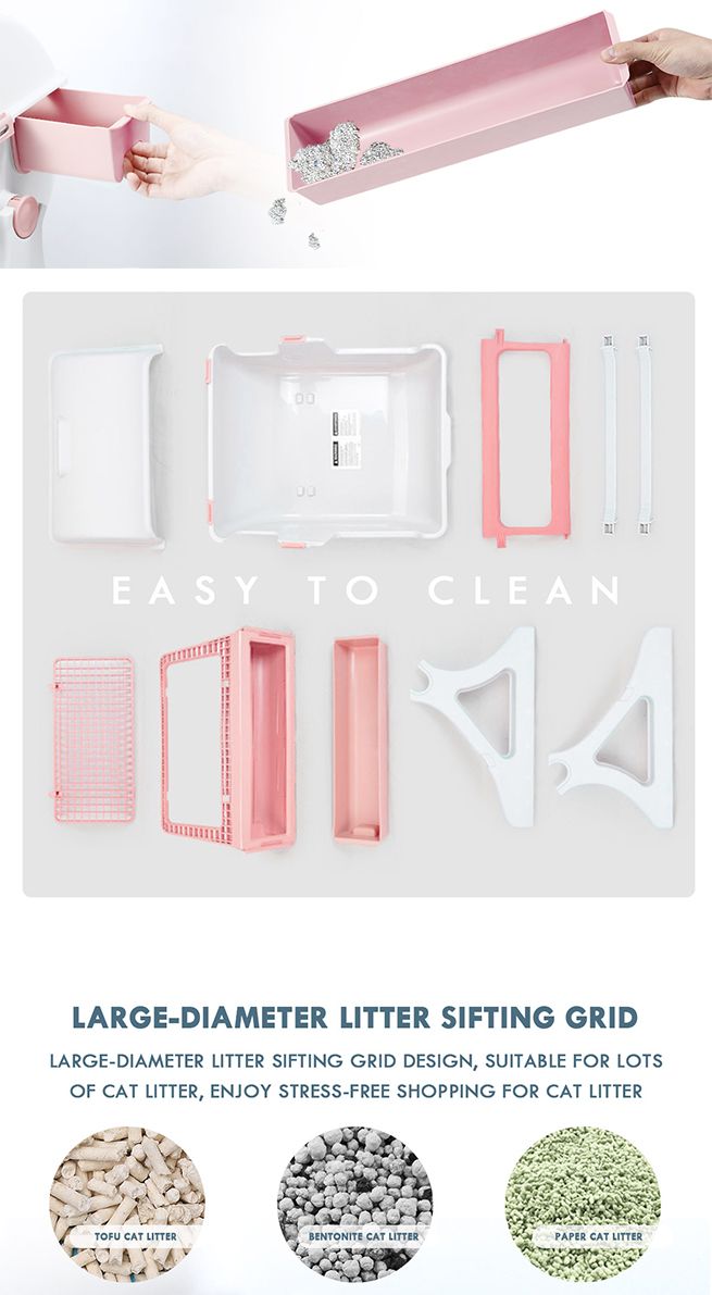 Buy Cat Litter Box Large Kitty Hooded Tray Semi Automatic Toilet Pet ...