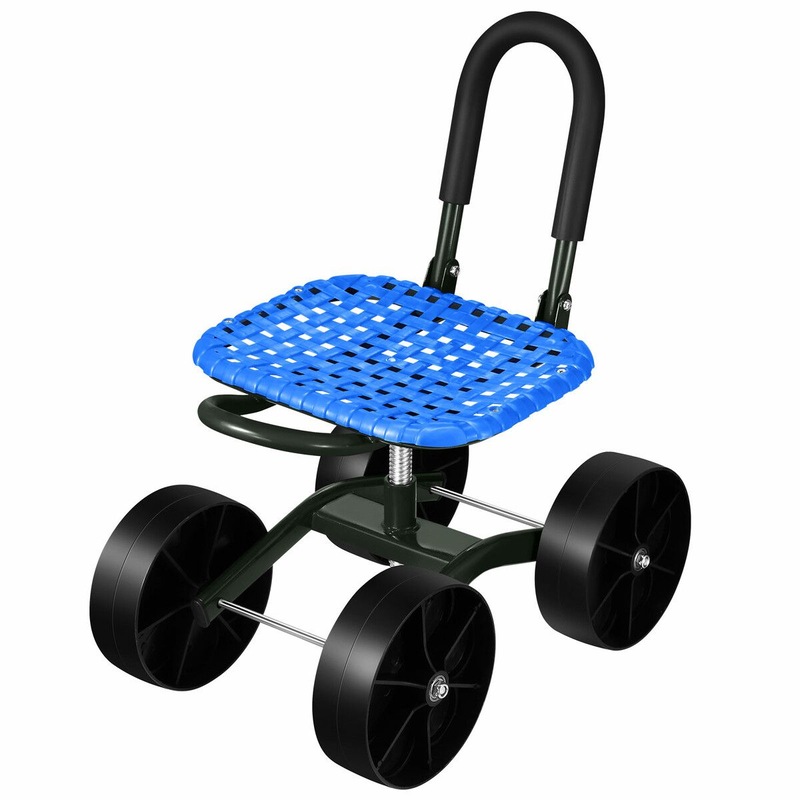 Buy Garden Seat Stool with Wheels Pad Farm Cart Rolling Gardening Work ...