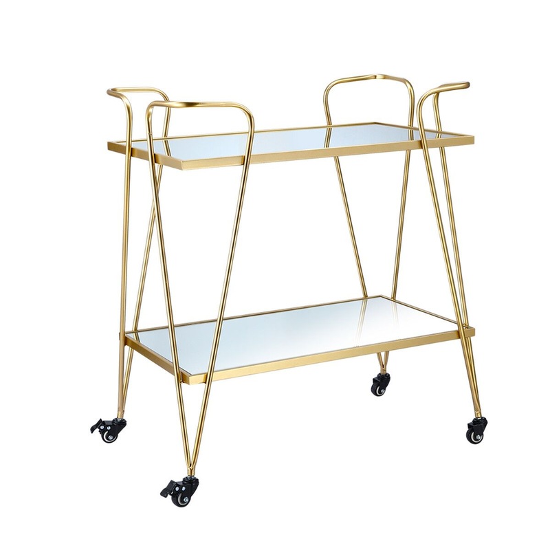 Buy Gold Bar Cart Coffee Trolley Serving Drinks Liquor Tea Wine ...