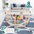 Buy Kidbot 8-Panel Wooden Baby Playpen Kids Activity Play Center Safety ...