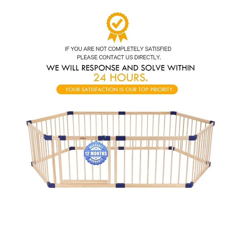 Buy Kidbot 8-Panel Wooden Baby Playpen Kids Activity Play Center Safety ...