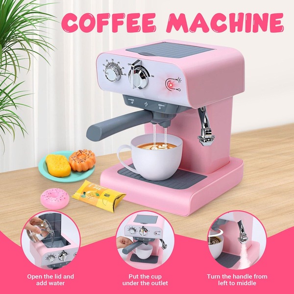 Buy Kids Coffee Machine Maker Toy Set Pretend Role Play Kitchen ...