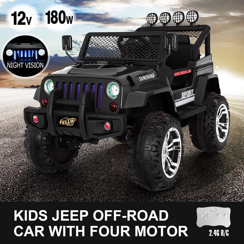 Buy Kids Remote Control Car Truck Jeep Off Road with Four Motor Black ...