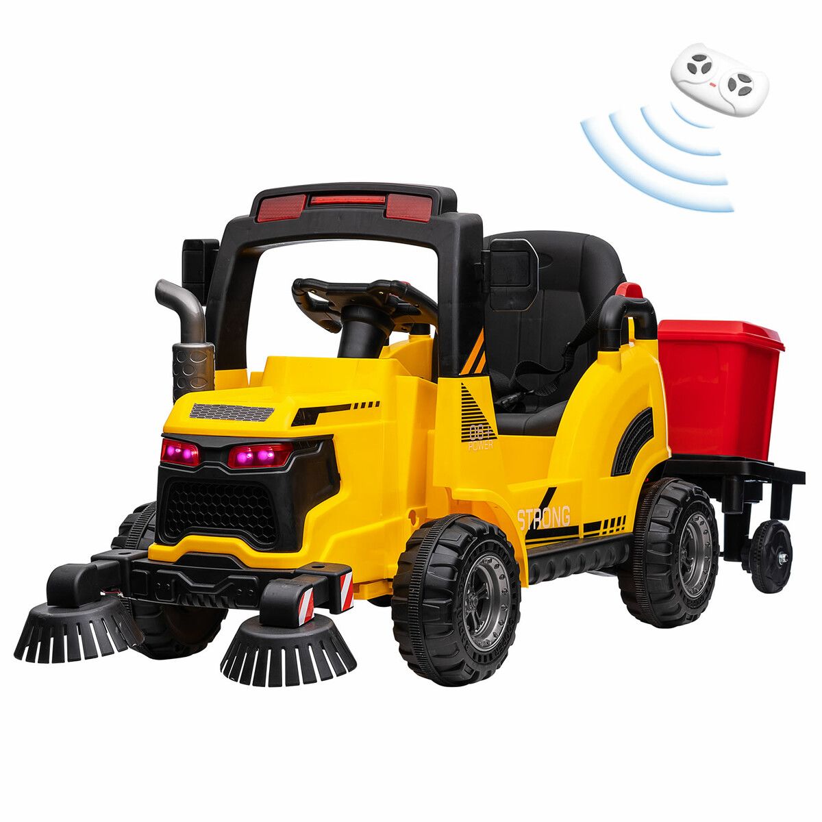 Buy Kids Electric Car Ride on Remote Control Sweeper Toy Trailer ...
