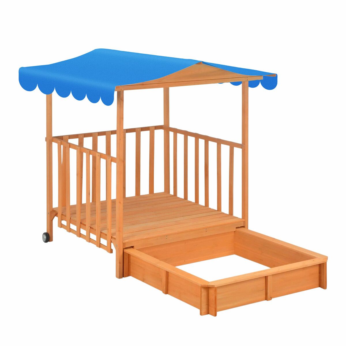 Buy Kids Playhouse Sand Pit Wooden Box Canopy Children Play Ground ...