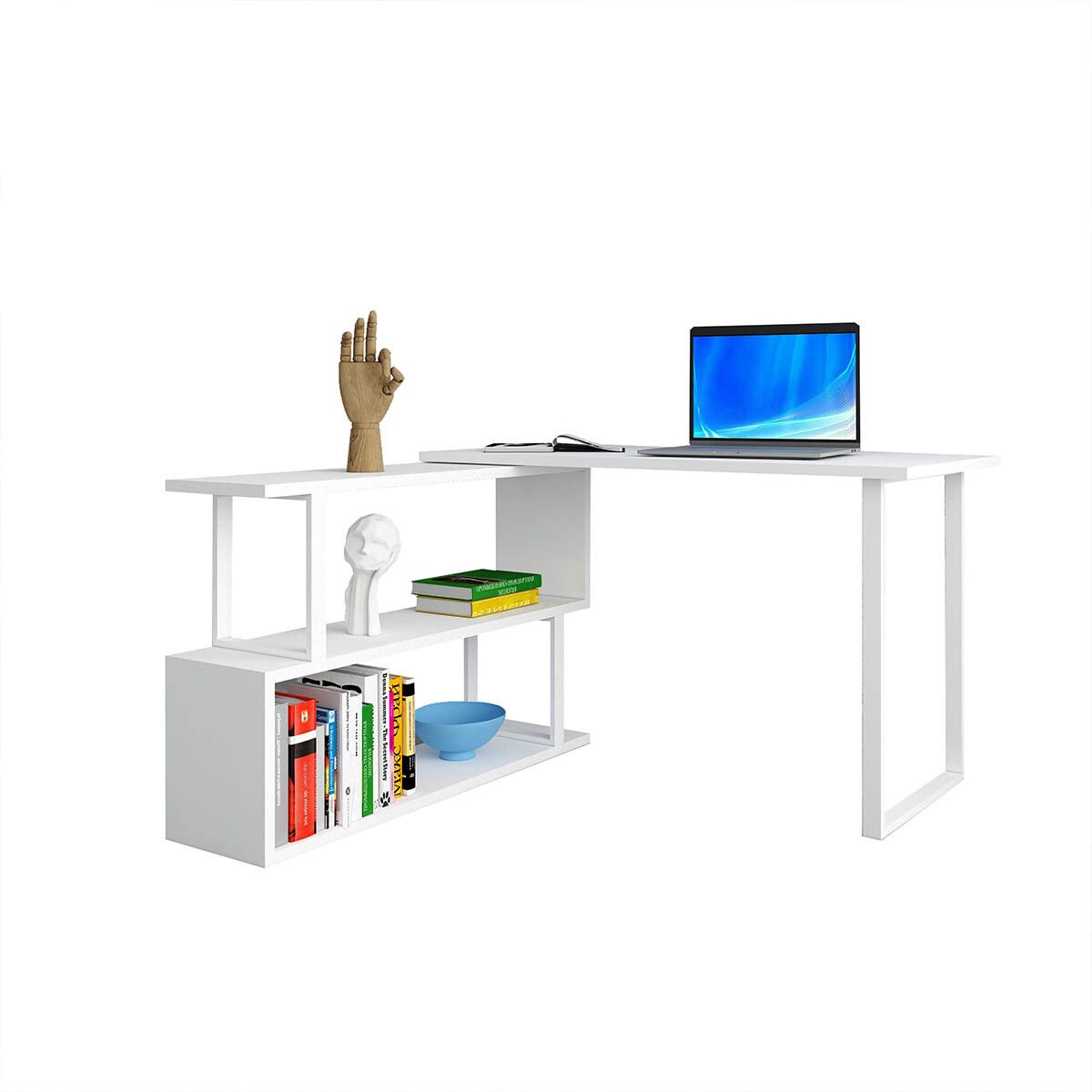 Buy L Shape Computer Desk Rotating Study Table Workstation Office ...