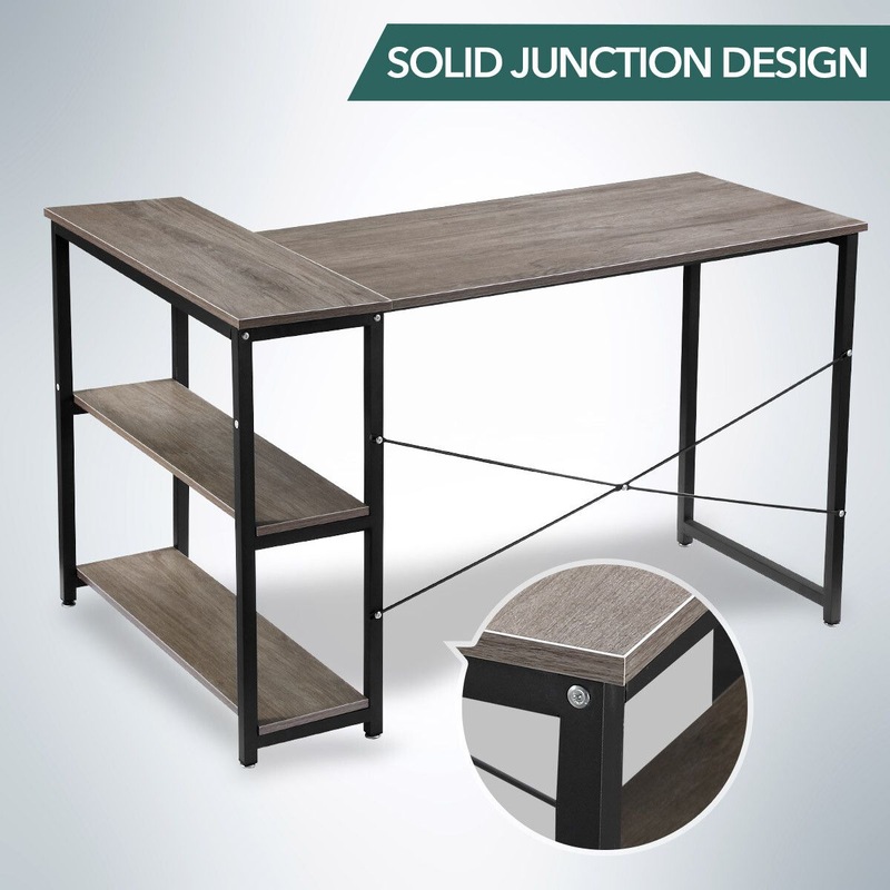 Buy LUXSUITE Computer Desk L Shape Oak Corner Writing Gaming Study ...