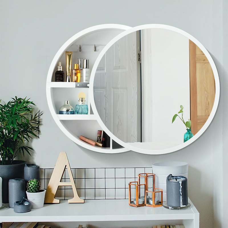 Buy Mirrored Wall Bathroom Cabinet Round Mirror Cabinet Medicine ... Buy Mirrored Wall Bathroom Cabinet Round Mirror Cabinet Medicine ...