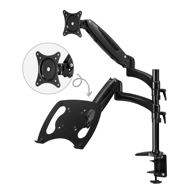 Buy Monitor Arm Stand 2 In 1 Laptop Tray Riser Desk VESA Mount Computer ...