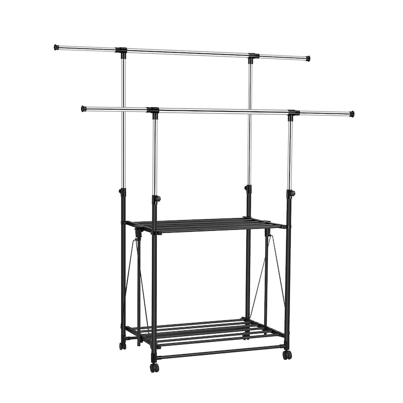 Buy Luxsuite Adjustable Double-Pole Telescopic Clothes Rack Hanger With ...