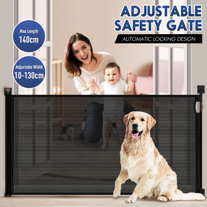 Buy Pet Dog Safety Gate Enclosure Retractable Mesh Kid Security Barrier Safe Fence Guard For ...