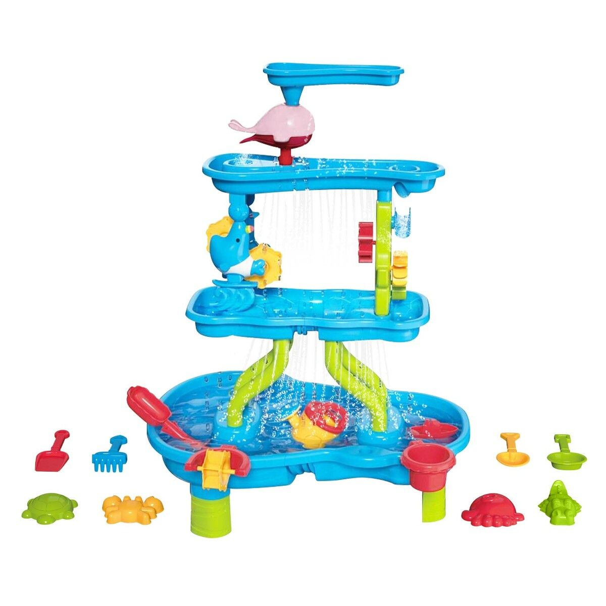 Buy Sand Water Play Table 4 Tier Waterfall Pool Toys Set Sandpit ...
