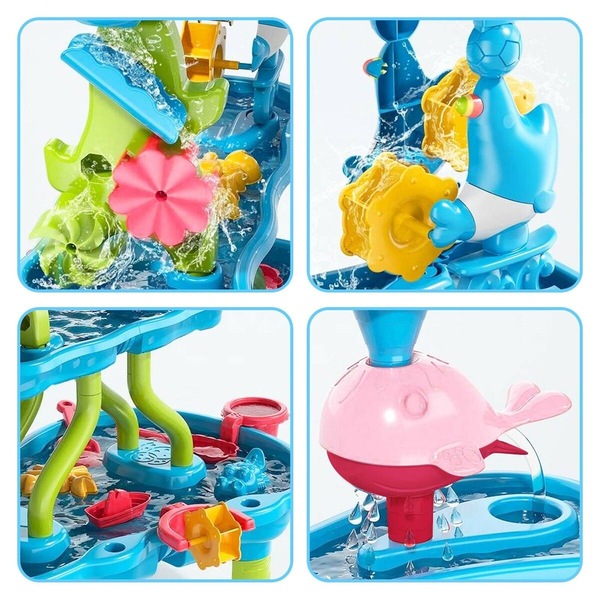 Buy Sand Water Play Table 4 Tier Waterfall Pool Toys Set Sandpit ...