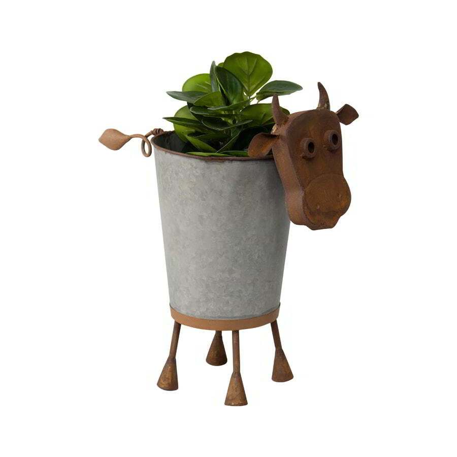 Buy Willow & Silk Cow Pot Planter Rustic Home/Garden Display Decor ...