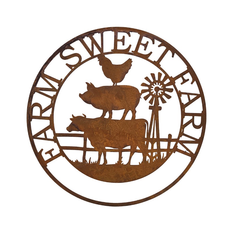 Buy Farm Sweet Farm Round Laser-Cut 60cm Wall Art - Rust - MyDeal